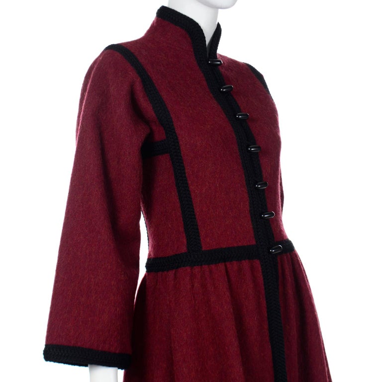 1976 Yves Saint Laurent Burgundy Wool Documented Russian Inspired ...