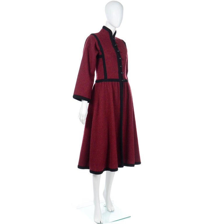 1976 Yves Saint Laurent Burgundy Wool Documented Russian Inspired ...
