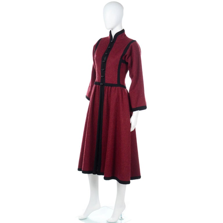 1976 Yves Saint Laurent Burgundy Wool Documented Russian Inspired ...