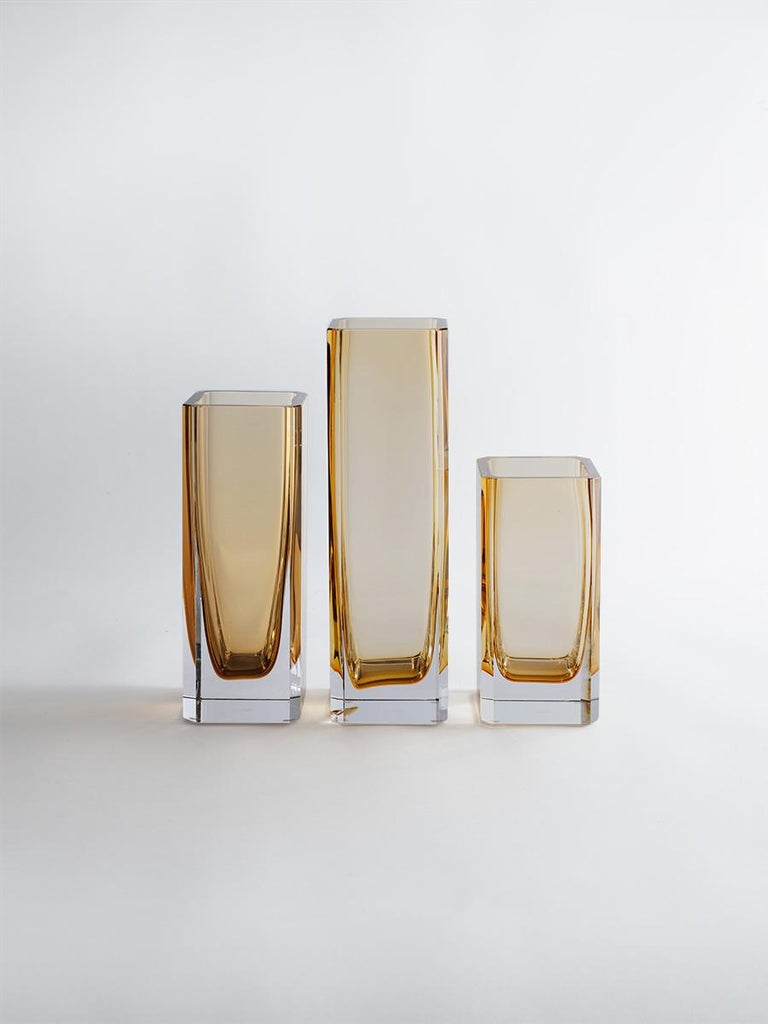 1977 Crystal Vase Amber Medium by Greg Natale For Sale at 1stDibs