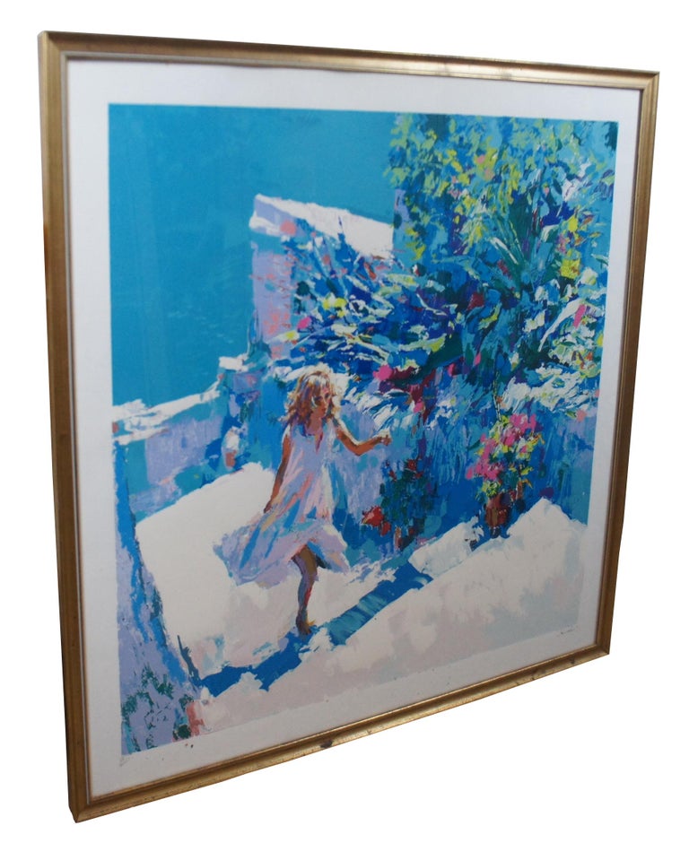1977 Nicola Simbari Italian Taormina Botanical Seascape Serigraph ...