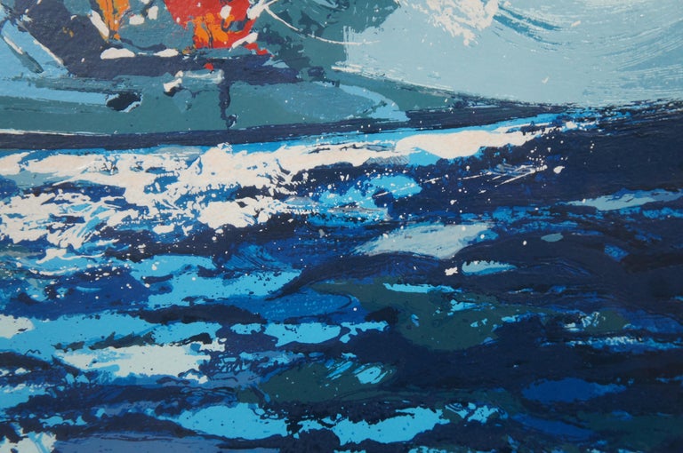 1977 Wayland Moore Americas Champion Nautical Sailboat Serigraph Print ...