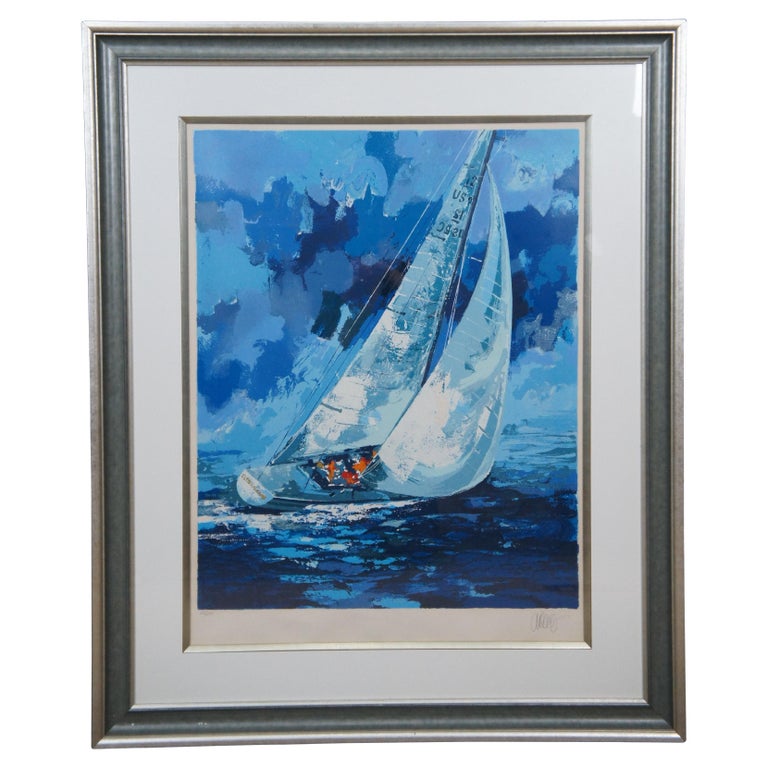 1977 Wayland Moore Americas Champion Nautical Sailboat Serigraph Print ...