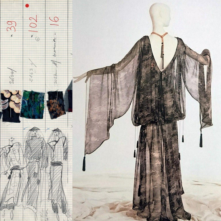 1977 Yves Saint Laurent Haute Couture Silk Chiffon Les Chinoises Blouse ...