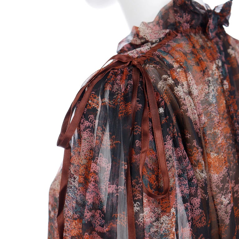 1977 Yves Saint Laurent Haute Couture Silk Chiffon Les Chinoises Blouse ...