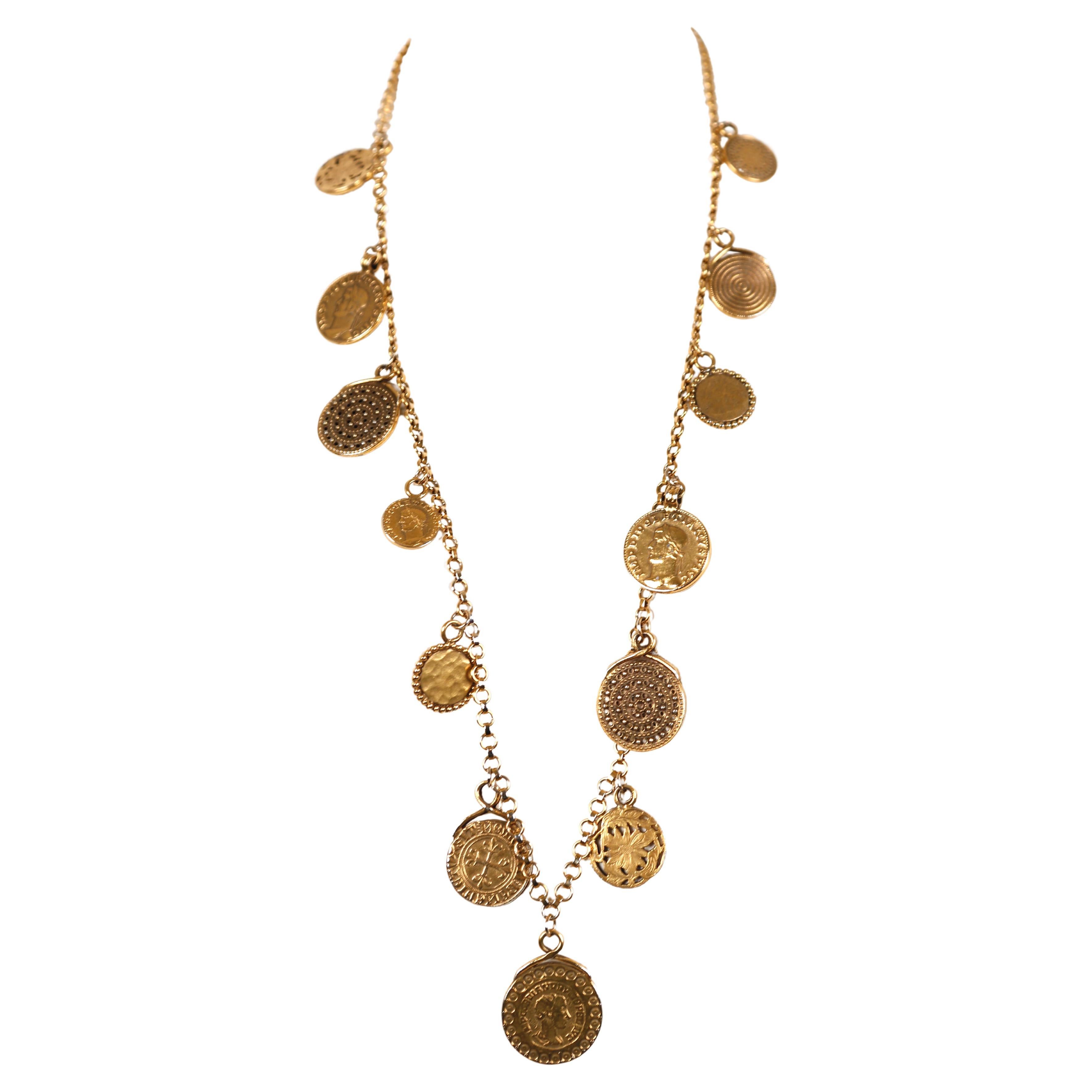Ancient Roman Coin Emerald Ruby Diamond Gold Necklace at 1stDibs ...