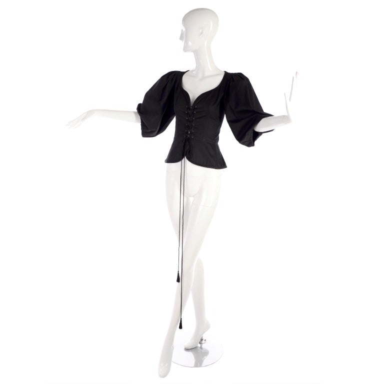 1977 Yves Saint Laurent YSL Russian Ballet Russes Peasant Black Corset ...