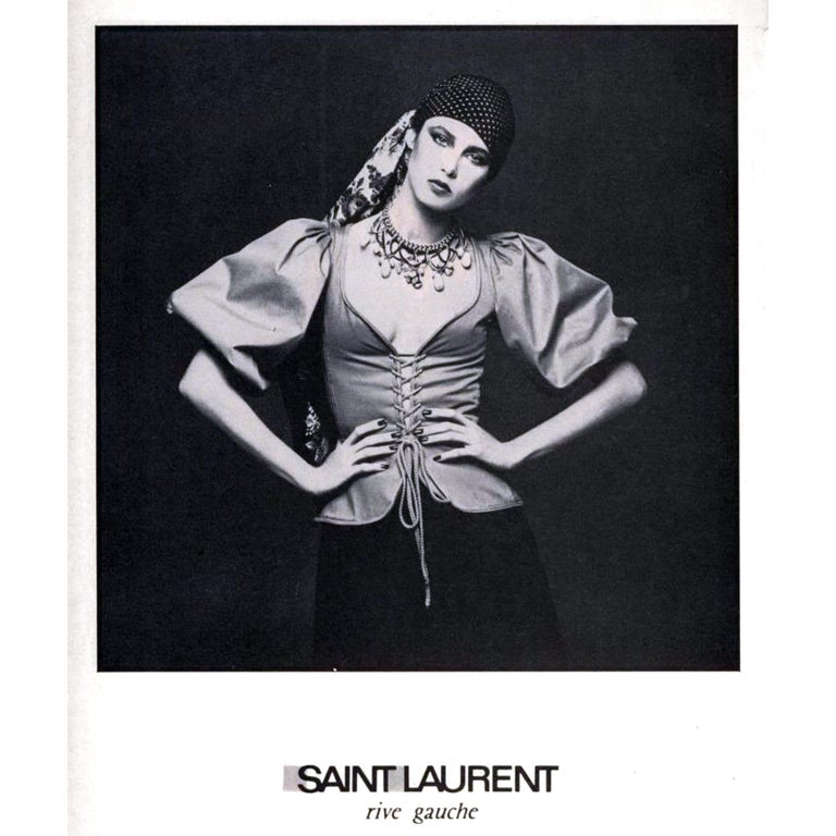 1977 Yves Saint Laurent YSL Russian Ballet Russes Peasant Black Corset ...