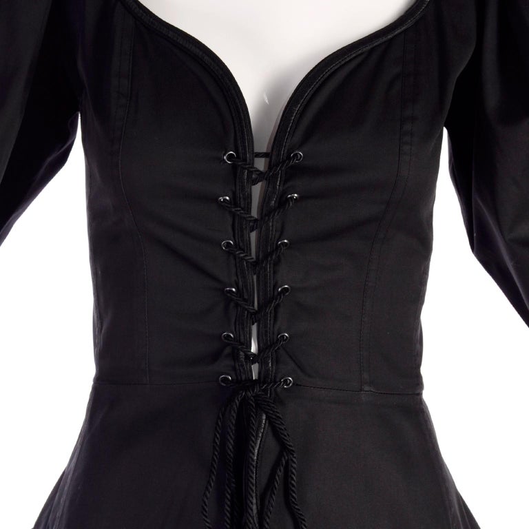 1977 Yves Saint Laurent YSL Russian Ballet Russes Peasant Black Corset ...