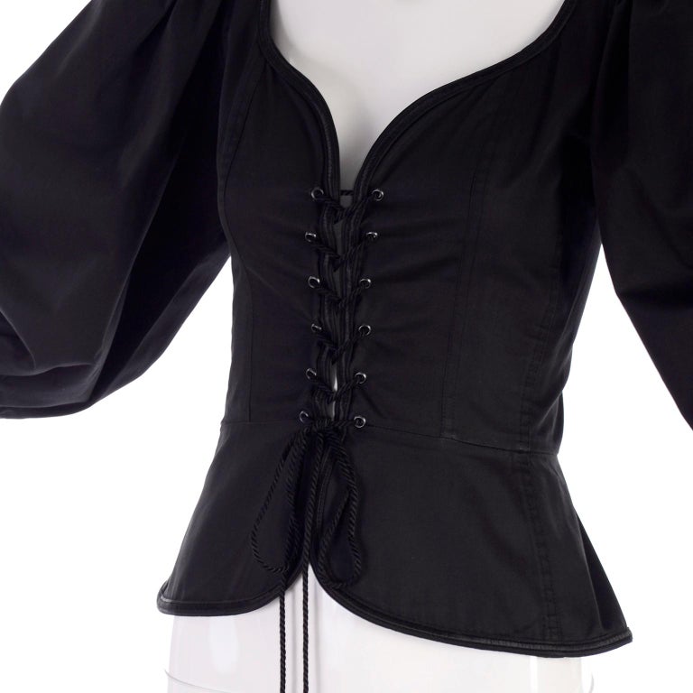 1977 Yves Saint Laurent YSL Russian Ballet Russes Peasant Black Corset ...