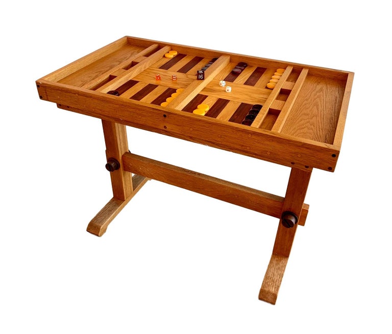 1978 Handmade Folk Art Backgammon Table at 1stDibs