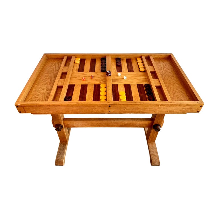 1978 Handmade Folk Art Backgammon Table at 1stDibs