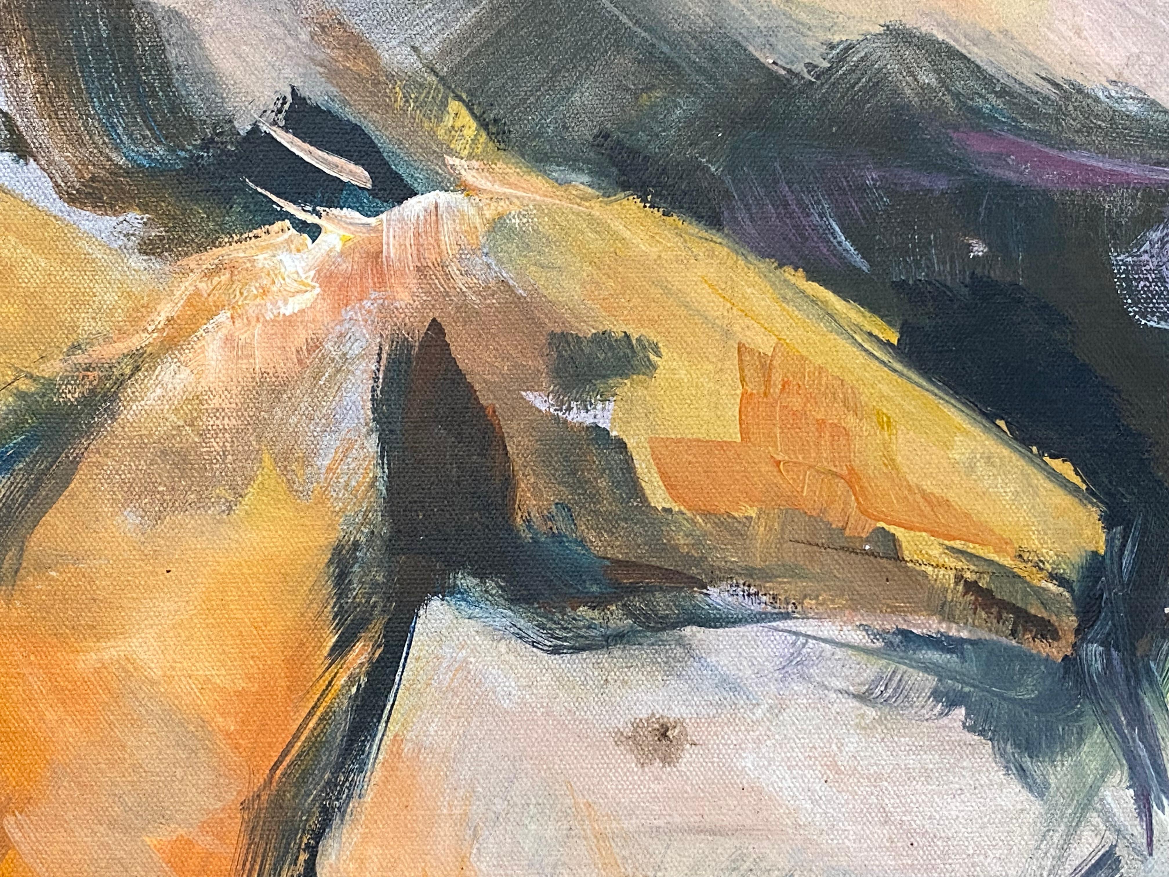 1978 Post Modern Elaine Rhoades White Wild Horses Painting at 1stDibs ...