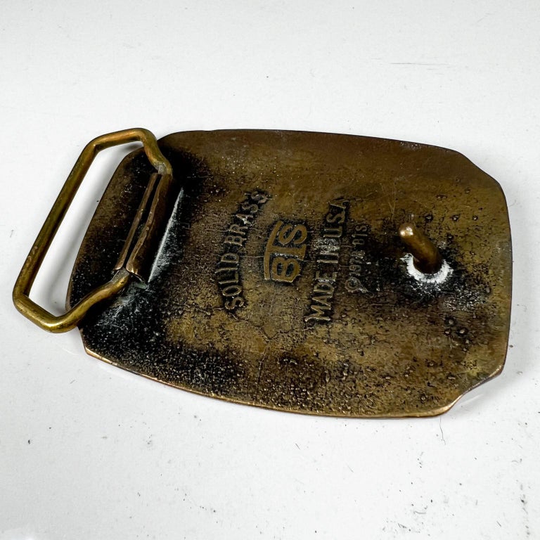 1979 Bts Vintage Solid Brass Belt Buckle Horses For Sale at 1stDibs