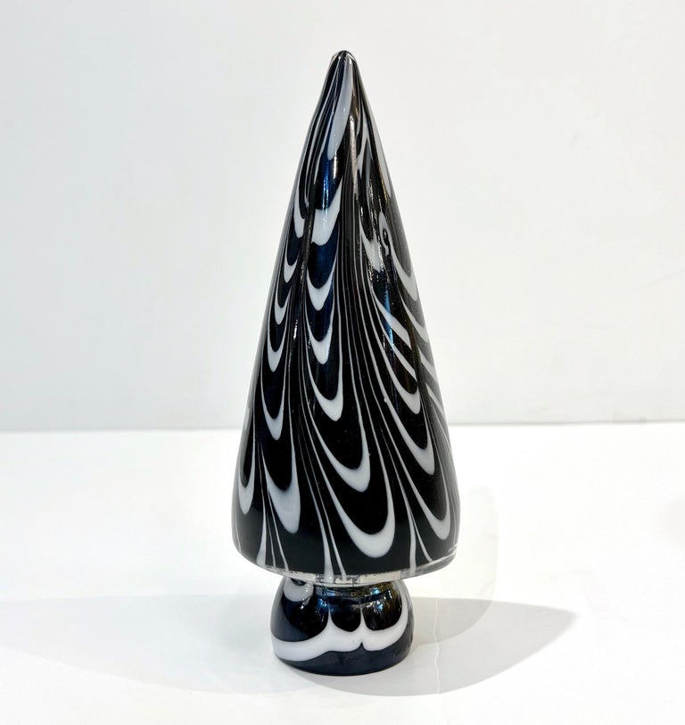 1980 Formia Italian Vintage White Black Clear Murano Glass Tree Modern ...