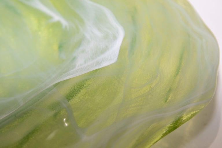 1980, Green Art Glass Platter Made in Spain For Sale at 1stDibs