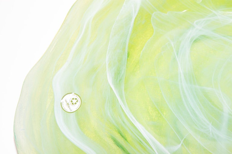 1980, Green Art Glass Platter Made in Spain For Sale at 1stDibs