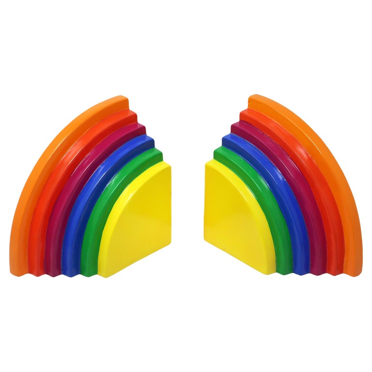 1980 Hand Painted Ceramic Rainbow Bookends by Fitz and Floyd For Sale ...