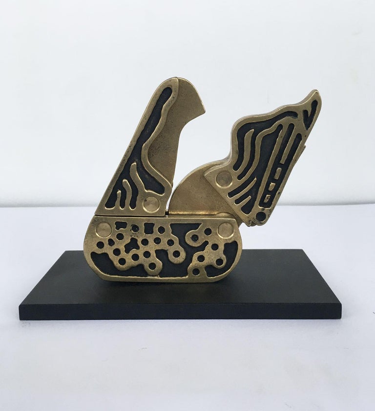 1980 Italy Bronze Abstract Kinetic Sculpture Bruno Chersicla Alambicco ...