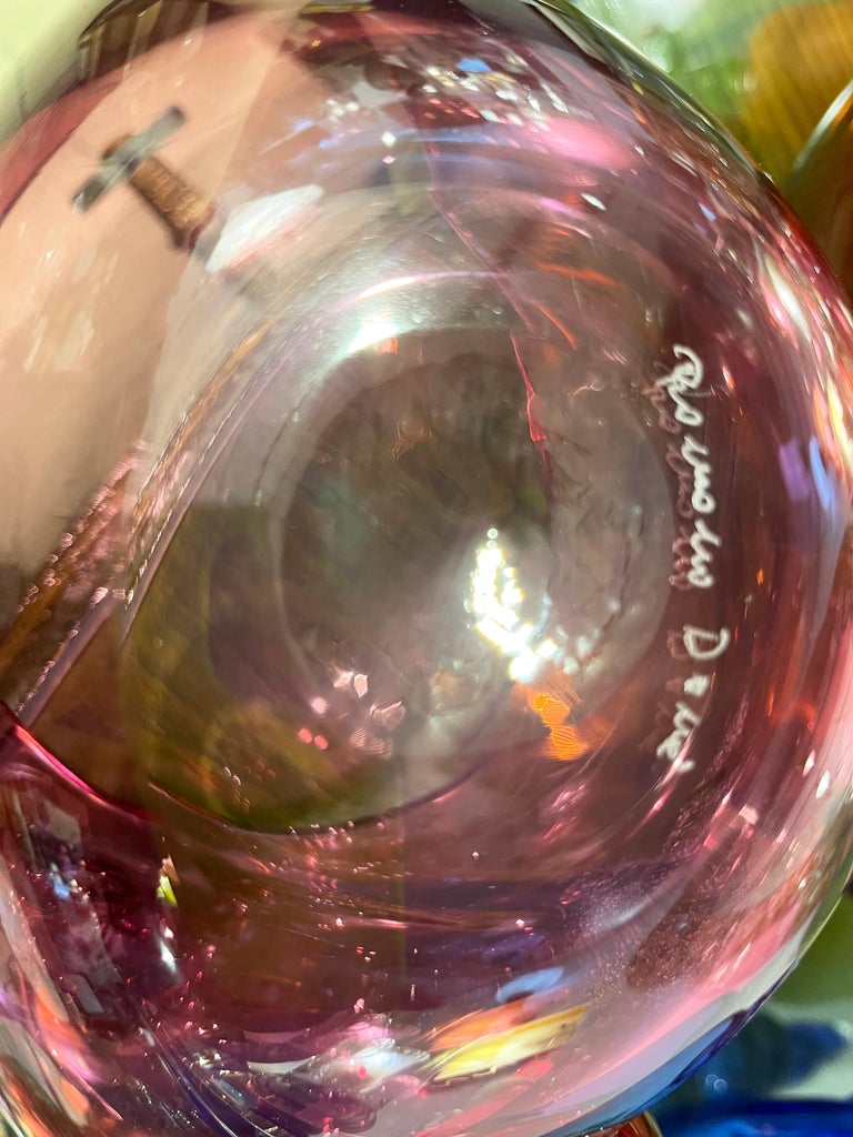 1980 Romano Donà Italian Modern Fuchsia Coral Murano Art Glass Spire ...