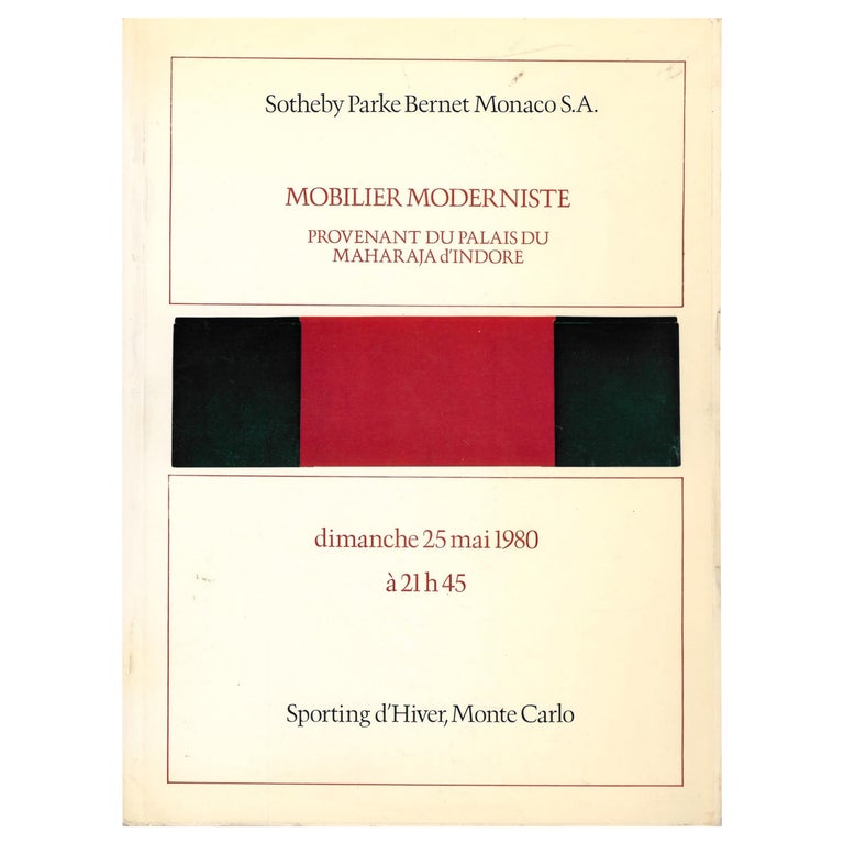 1980 Sale Catalogue "Palais du Maharaja d'Indore", Manik Bagh For Sale ...