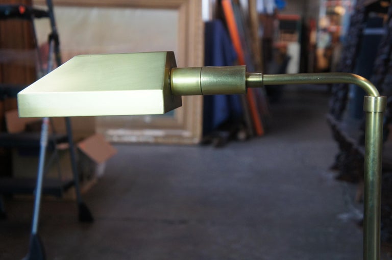 1980 Vintage Chapman Adjustable Brass Library Reading Light Floor Lamp ...