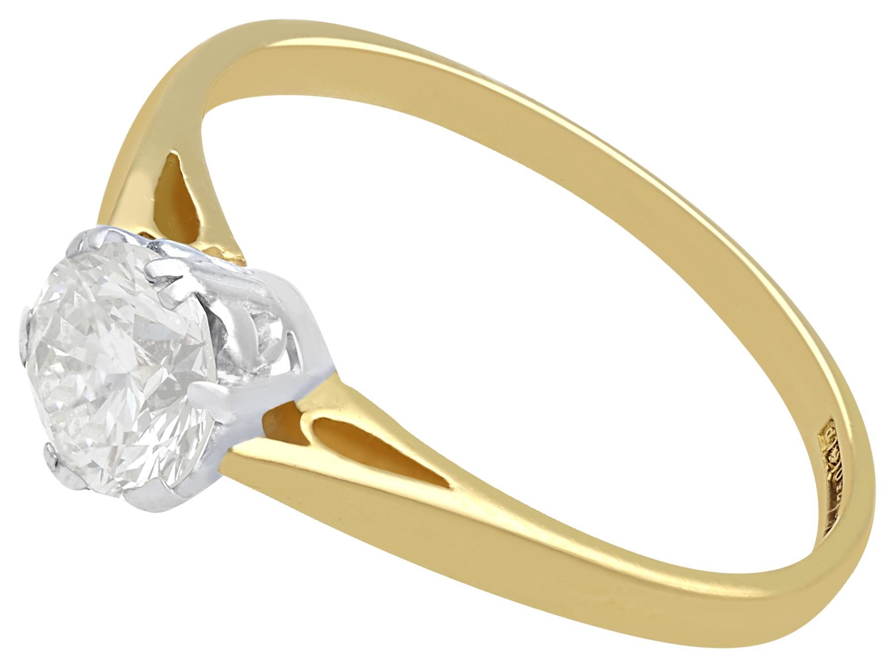 1980s Diamond and Yellow Gold Solitaire Engagement Ring For Sale at ...