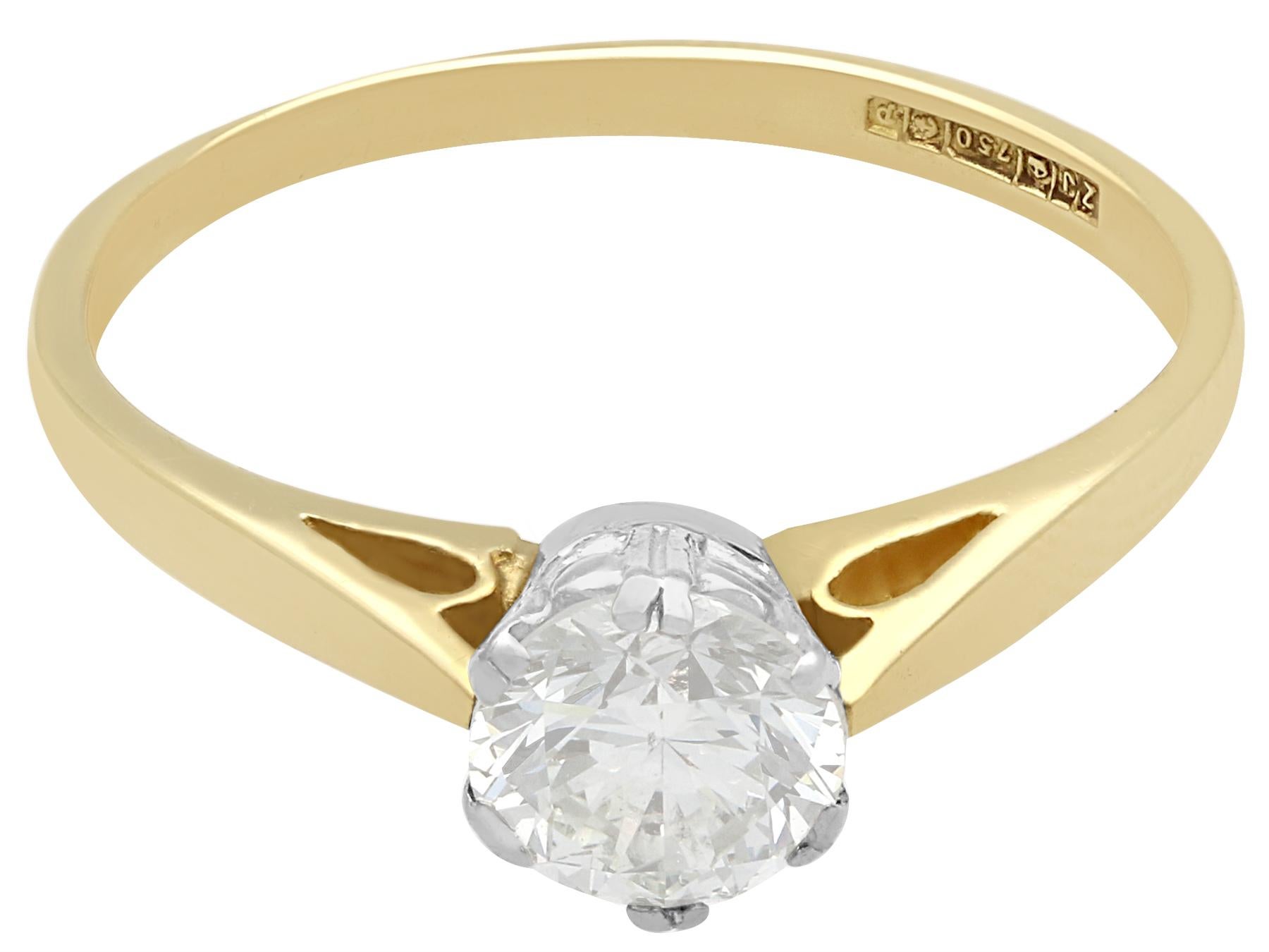 1980s Diamond and Yellow Gold Solitaire Engagement Ring For Sale at ...