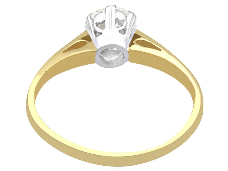 1980s Diamond and Yellow Gold Solitaire Engagement Ring For Sale at 1stDibs