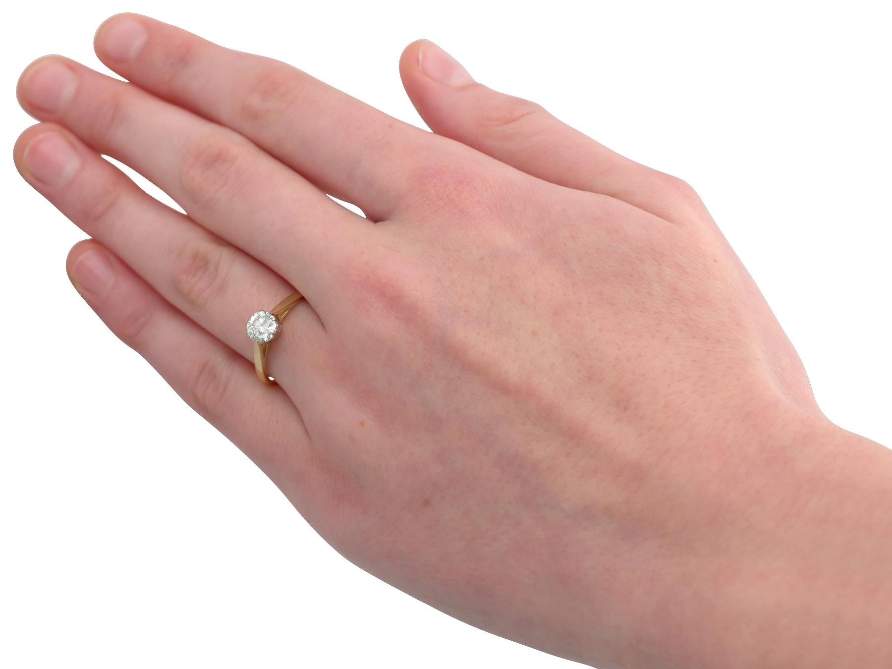1980s Diamond and Yellow Gold Solitaire Engagement Ring For Sale at ...