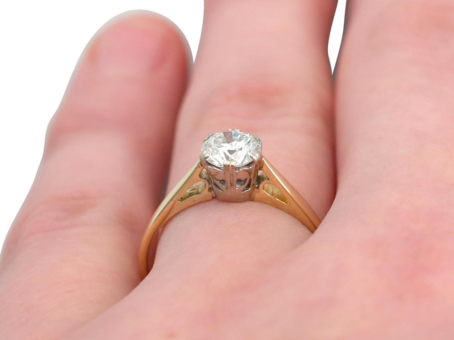 1980s Diamond and Yellow Gold Solitaire Engagement Ring For Sale at ...