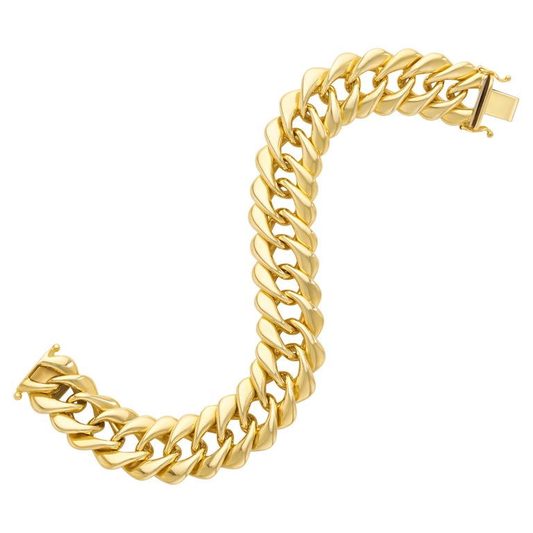 1980's 18k Yellow Gold Curb Link Bracelet at 1stDibs