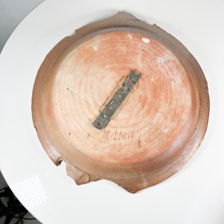 1980s Abstract Modernist Pottery Plate Sculpted Optical Art Signed For ...