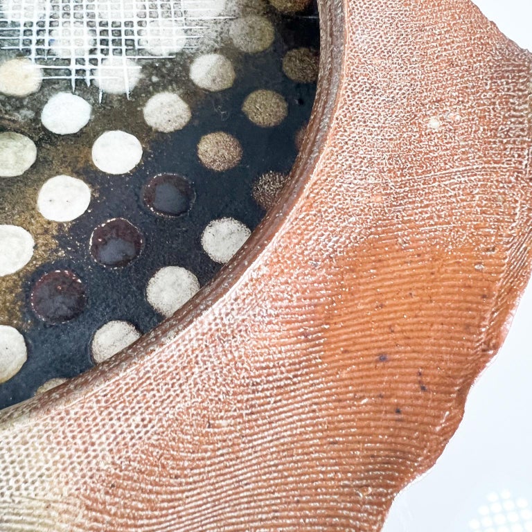 1980s Abstract Modernist Pottery Plate Sculpted Optical Art Signed For ...