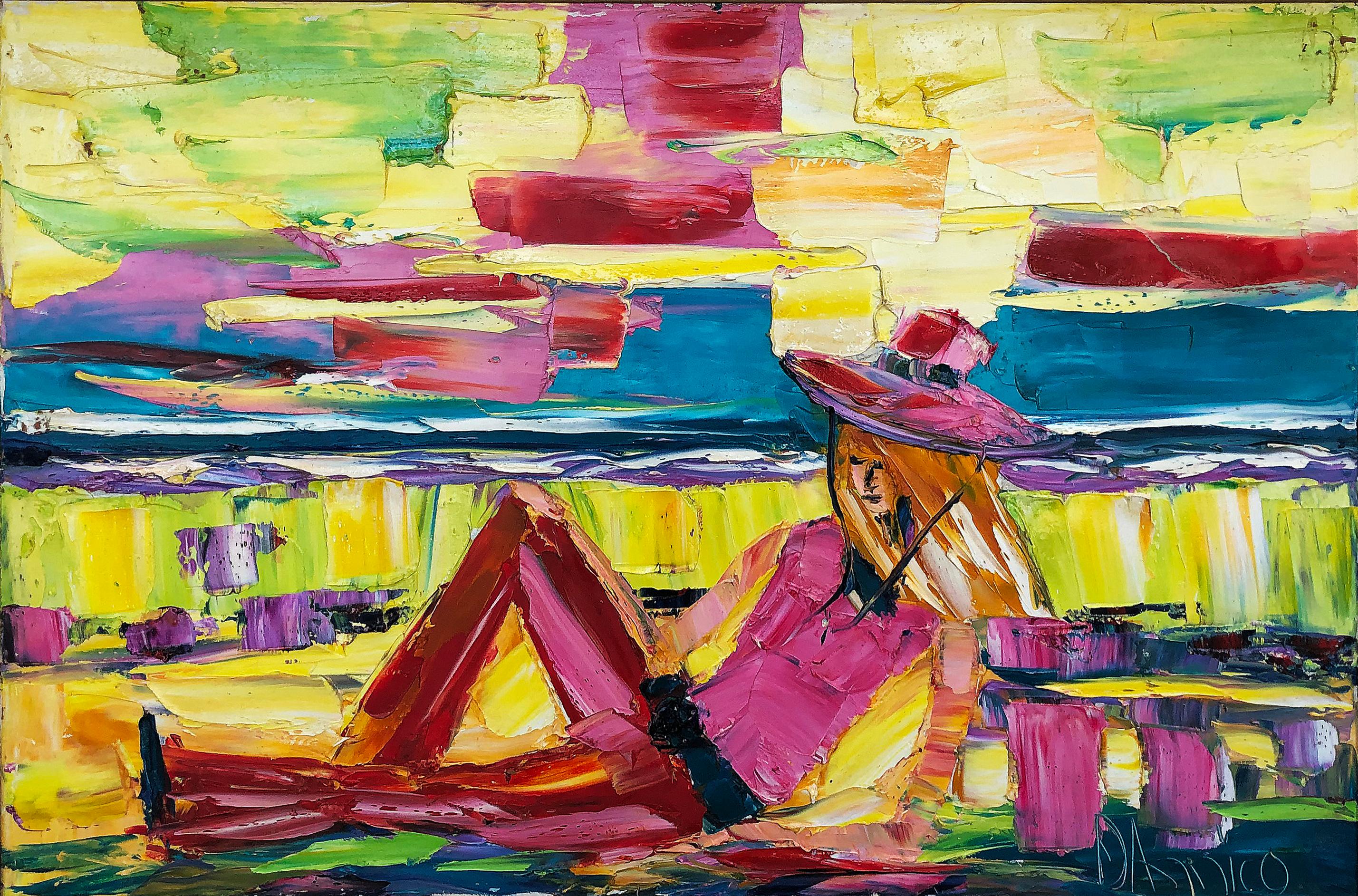 1980s Abstract Oil Painting by Peter d'Amico "Beginning of Love" For ...