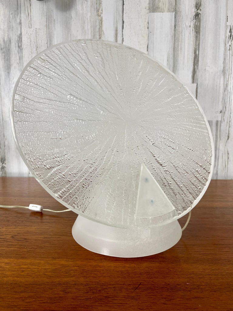 1980s Acrylic Disc Table Lamp by Rougier For Sale at 1stDibs