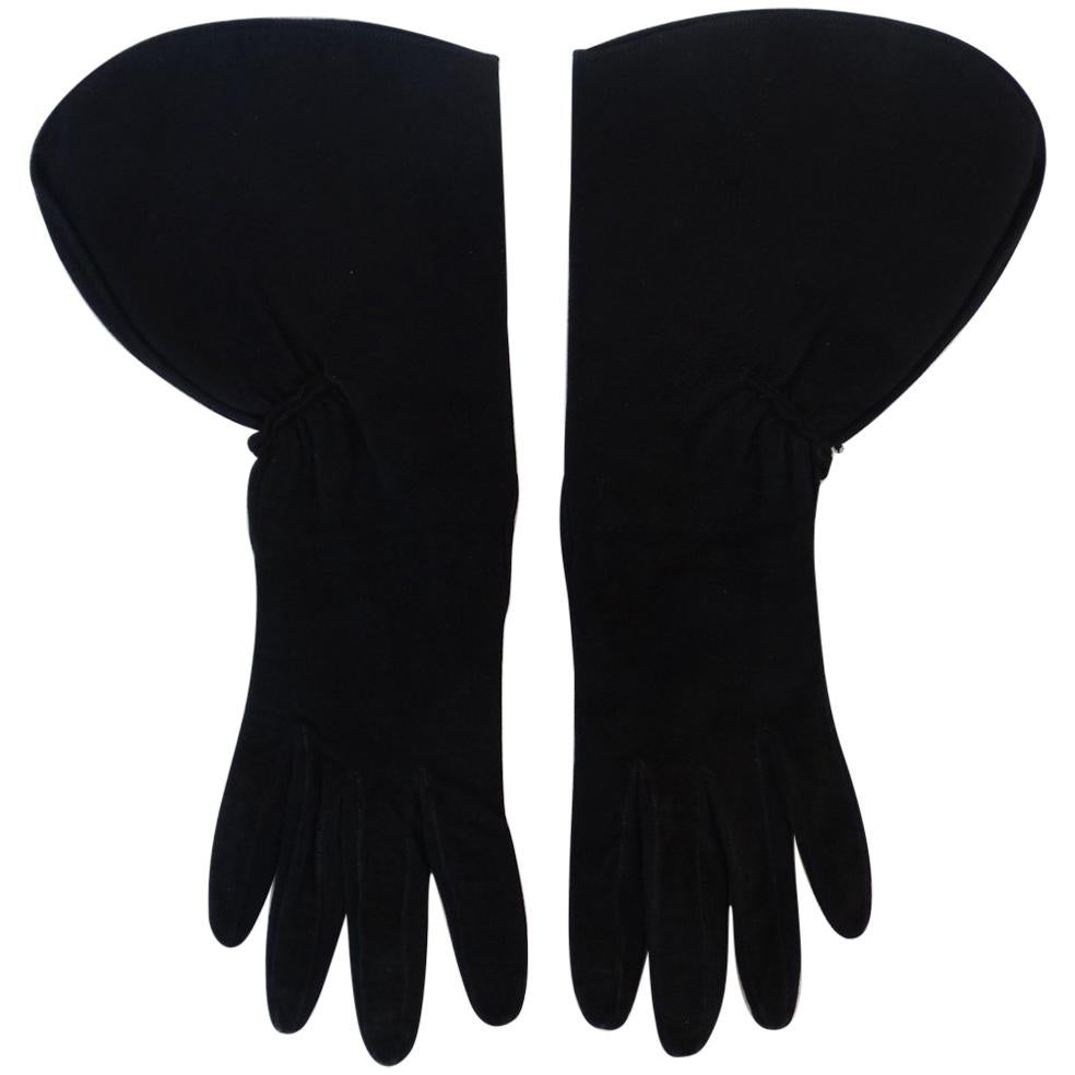 1980s Alaia Black Suede Gauntlet Gloves at 1stDibs