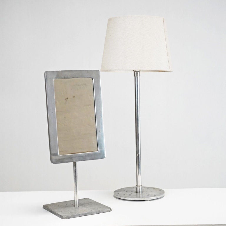 1980s Aluminium Habitat Vanity Mirror and Lamp with Cross X Kisses ...