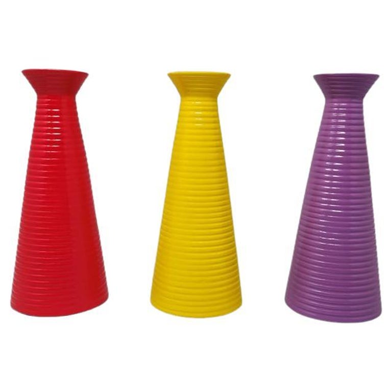1980s Amazing Set of 3 Vases in Ceramic, Made in Italy For Sale at 1stDibs