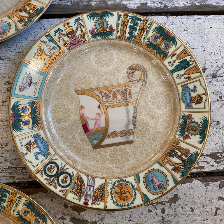 1980s, Amazing Set of Four Porcelain Italian Mural Plates by Gucci For ...