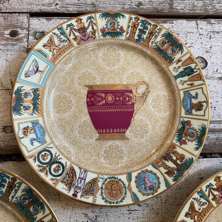 1980s, Amazing Set of Four Porcelain Italian Mural Plates by Gucci For ...