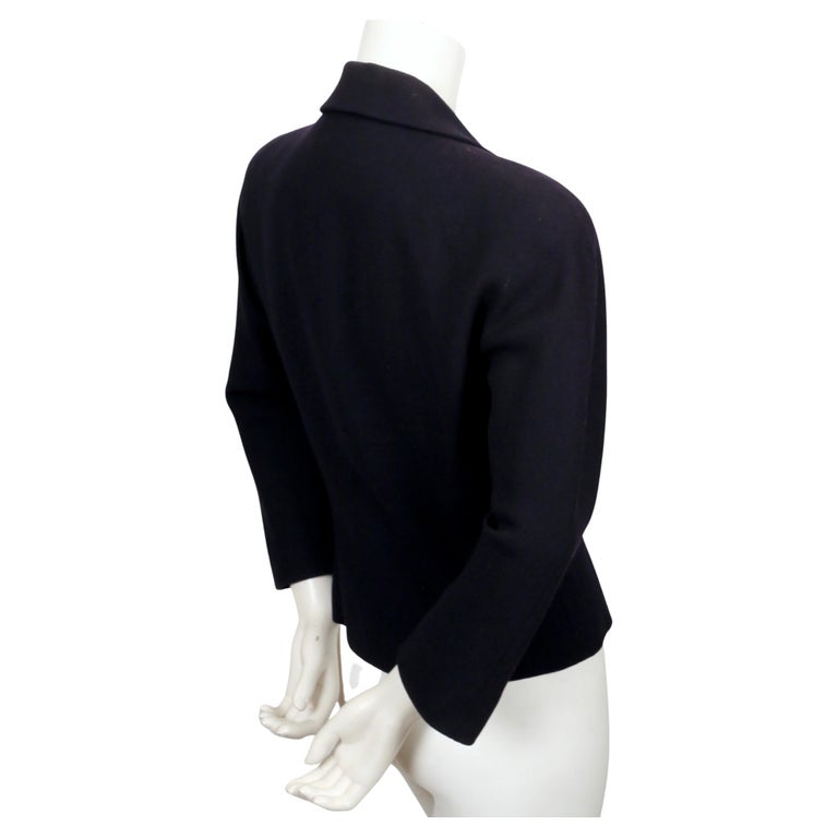 1980's ANNE KLEIN navy wool jacket with jeweled Byzantine cross detail ...