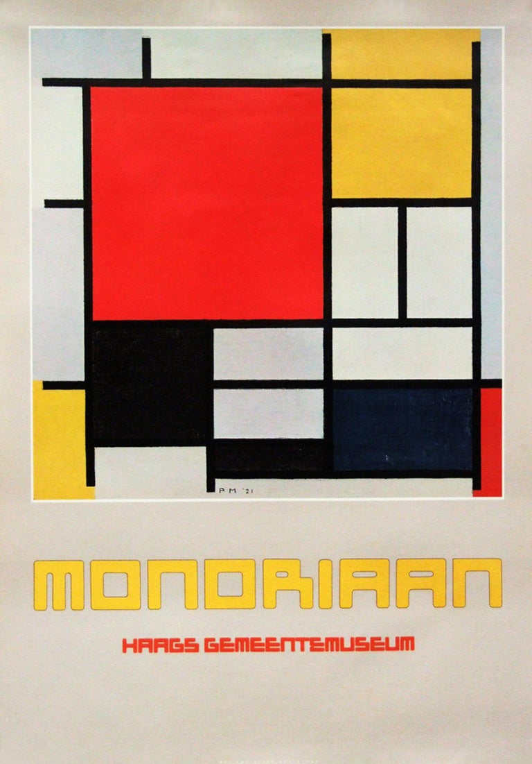 1980s Art Exhibition Poster for Piet Mondrian Postmodernist Pop Art ...