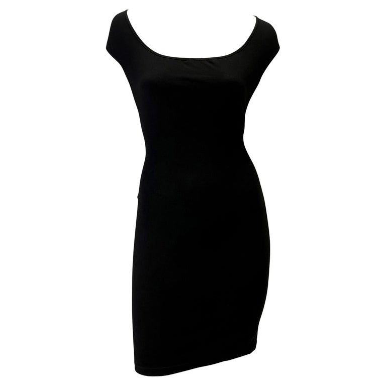 S/S 1989 Azzedine Alaïa Runway Stretch Knit Black Cap Sleeve Bodycon ...