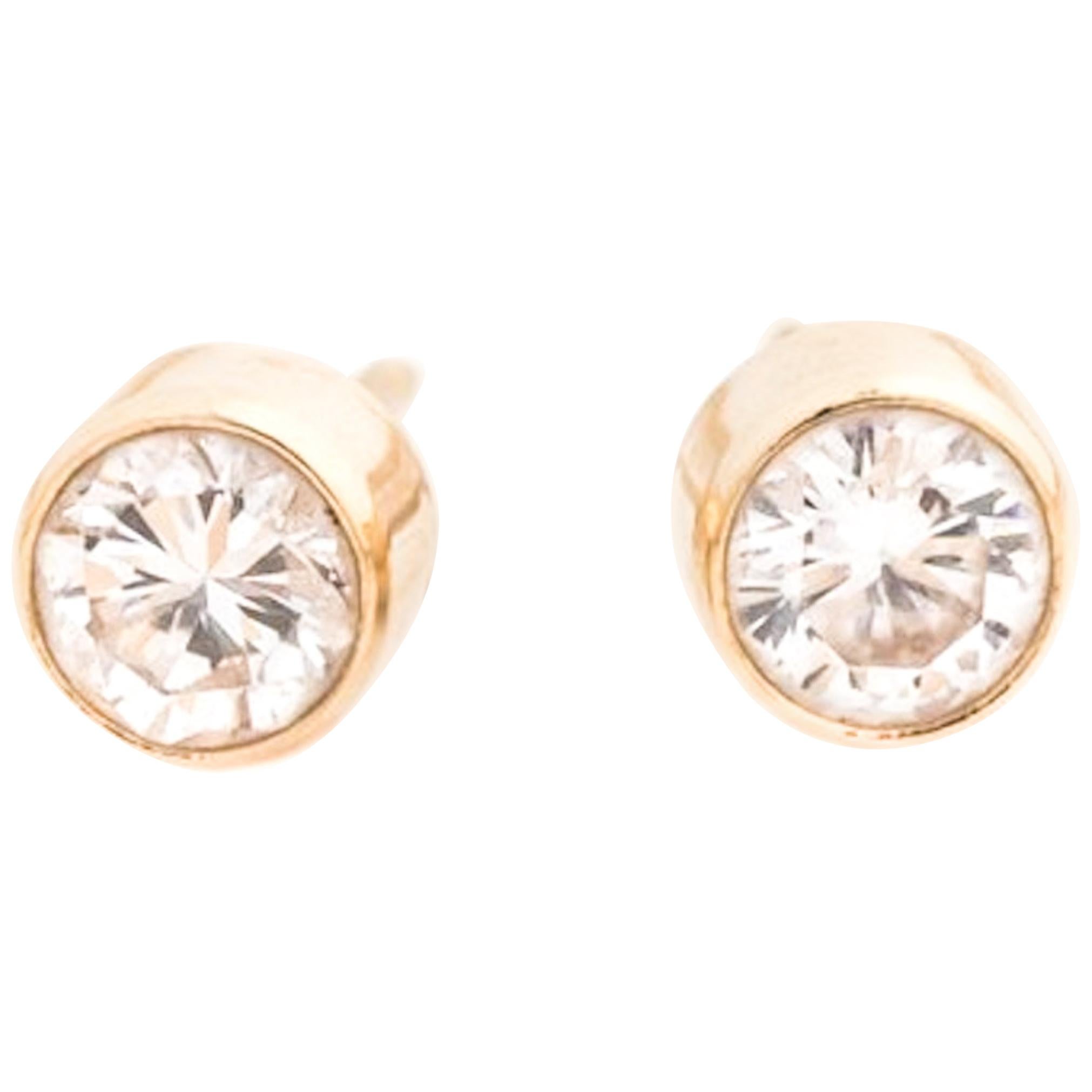 1980s Bezel Set .60 Carat Total Diamond Stud Earrings at 1stDibs | .60 ...