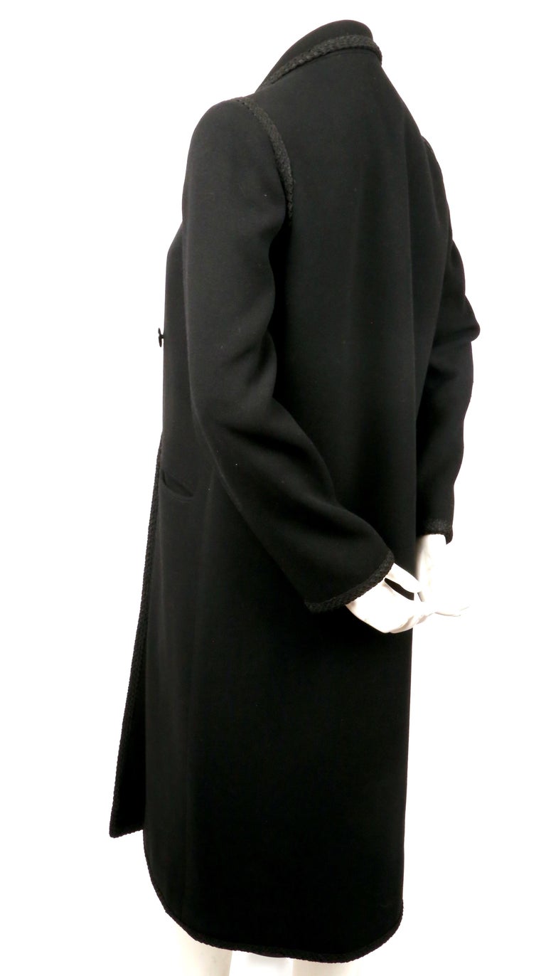 1980's BILL BLASS double breasted wool coat with cord trim For Sale at ...