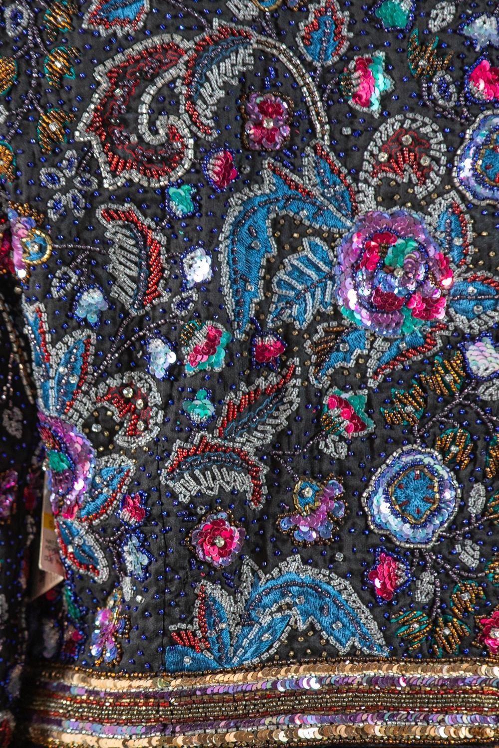 1980S Black Beaded Silk Chiffon Jacket For Sale at 1stDibs