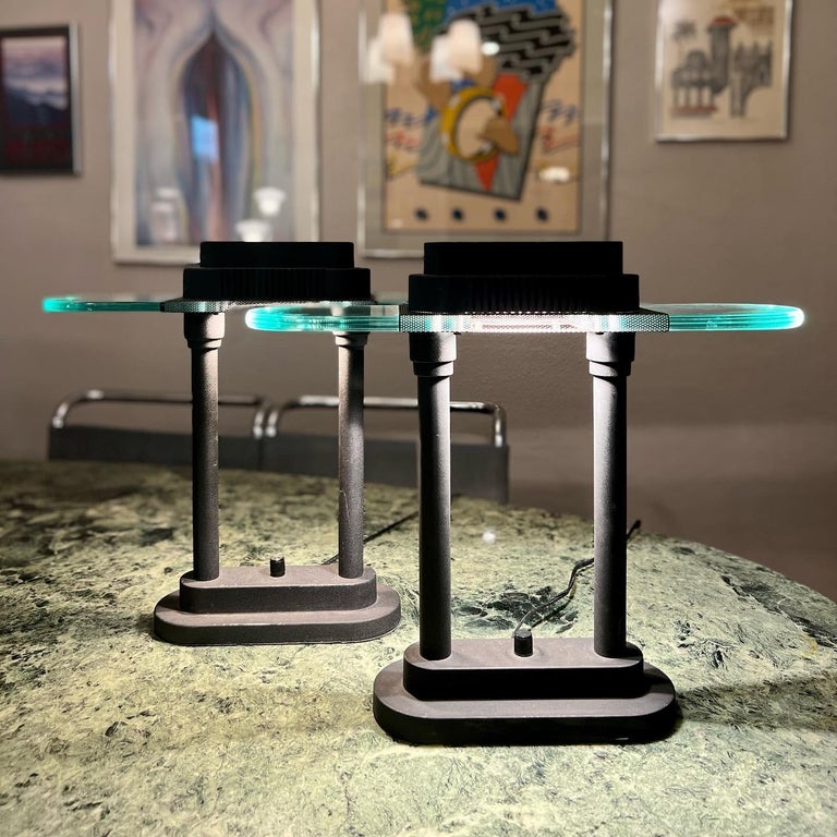 1980s, Black Dimmable Halogen Desk Lamps in the Style of Sonneman for ...