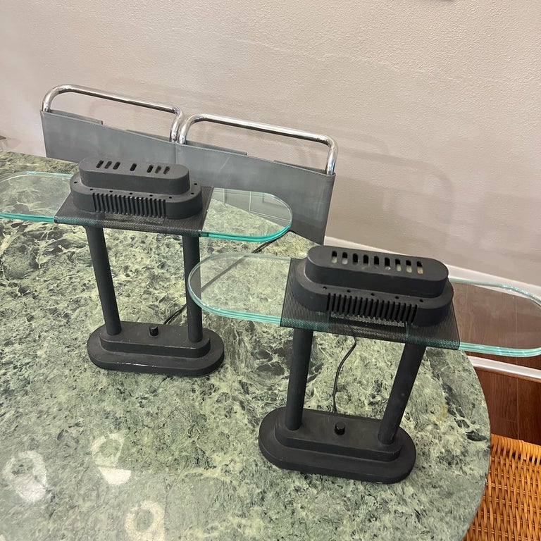 1980s, Black Dimmable Halogen Desk Lamps in the Style of Sonneman for ...