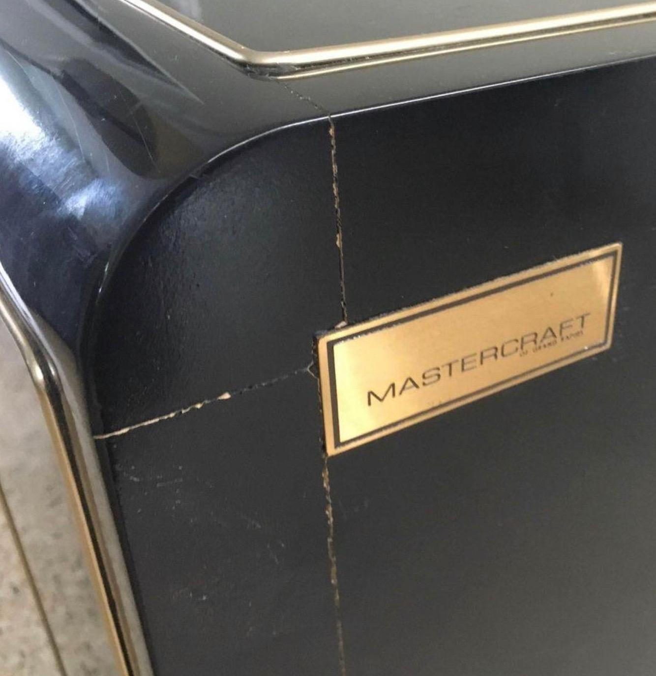 1980s Black Lacquer Mastercraft Cabinet/Credenza For Sale at 1stDibs